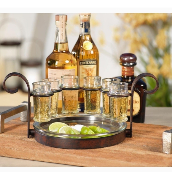 Zodax | Dining | Zodax Regale 6 Shot Glass Serving Set Bronze 9inch ...